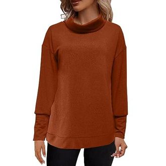 Generic Chandails de Noël pour femmes - Haut uni à col roulé et manches longues - Pull surdimensionné à col roulé pour femme - Tendance et décontracté - Pour 