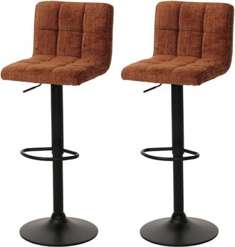 Mendler Lot de 2 tabourets de bar HWC-G87, tabouret de bar, r&eacute;glable en hauteur pivotant, tissu chenille (465g/m&sup2;) MVG terraco