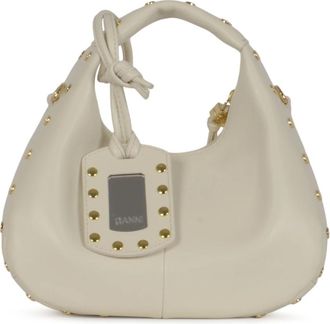 Ganni Femme, Sacs, Beige, Taille: ONE Size Hobo Mini Studs