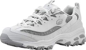 Skechers Baskets DLites-Play on pour Femme, Blanc/argent&eacute;, 9