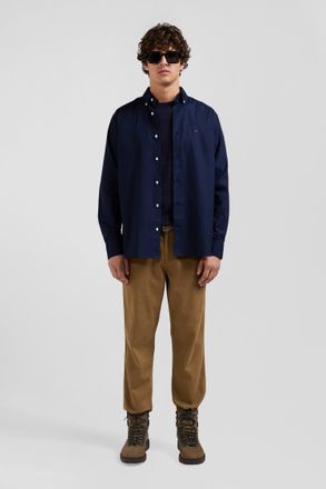 Eden Park Chemise En Coton Oxford Bleu Marine Coupe Regular Broderie Dos