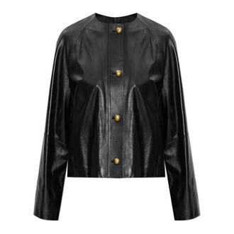 Max Mara Bouquet Lederjacke - - Jackets - Damen - Schwarzk - S