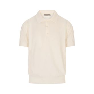 Canali Homme, Tops, Beige, Taille: L Polo en coton Giza teint en pi&egrave;ce