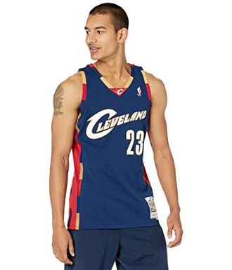 Mitchell & Ness Mitchell&Ness 2,0 cl Cavaliers L.James Chemise, Bleu Marine, M Mixte
