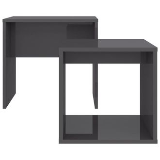 Generic Couchtisch-Set, 2-teiliges Nesting-Design mit Offenem Staufach für den Modernen Einsatz Im Wohnzimmer, Schlafzimmer oder Büro (Hochglänzendes Grau)
