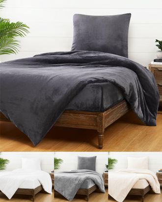 JACK Teddy Flausch Bettw&auml;sche Uni 135x200cm Pl&uuml;sch Cashmere Touch Wei&szlig; Grau Anthrazit Creme Blau Schwarz Einfarbig Warm, Farbe:Anthrazit