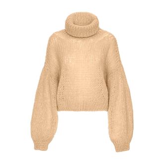 Americandreams Americandreams, Femme, Pulls, Beige, Taille: ONE Size Pepper Cropped Roll Neck Alpaca Pullover