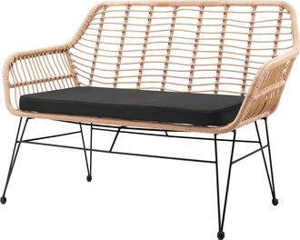 Naturoo home24 Sitzbank Keleo 120 x 85 x 69cm Braun/Beige/Schwarz