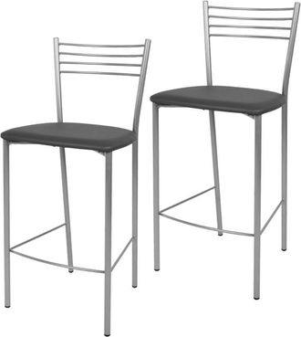 Tommychairs Tommychairs - Set 2 tabourets elena pour cuisine, bar et salle &agrave; manger, robuste structure en acier peindr&eacute; en couleur aluminium et assise rembourr&eacute;e