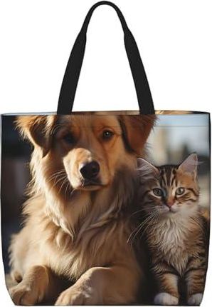 Generic Chats Et Chiens Sac Cabas D&eacute;contract&eacute; Tote Bag Pliable Sac A Main Femmes Pour Voyage Gym Travail
