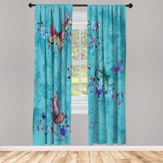 Abakuhaus Schmetterling Vorh&auml;nge, Fr&uuml;hling Fliegen Motten auf Weinlesearthintergrund, Fensterbehandlungen 2 Panel Set f&uuml;r Wohnzimmer Schlafzimmer Dekor, 75 cm x