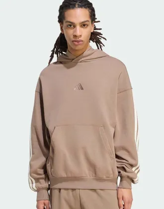 adidas adidas Performance - Adidas Kit - Kapuzenpullover in Khaki Six / Wollwei&szlig; mit den 3 Streifen-Gr&uuml;n