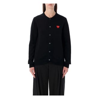 Comme Des Gar&ccedil;ons Cardigan Rundhals Kristallherz - - Knitwear - Damen - Schwarzk - S