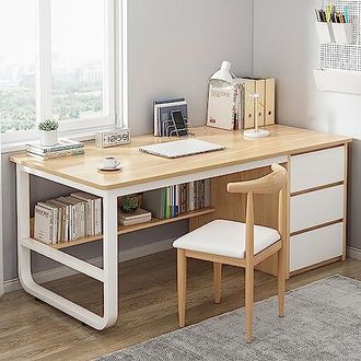 Generic Bureau dordinateur avec 3 tiroirs, Bureau à Domicile avec Large Plateau et tiroir de classement, Table détude Stable, Bureau PC, Poste de Travail Mode