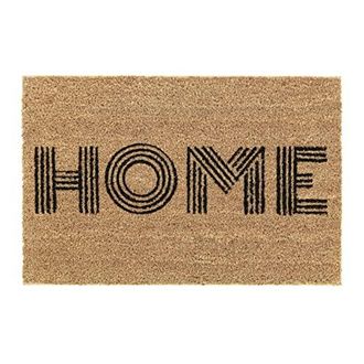 Relaxdays Fu&szlig;matte Kokos, Home-Schriftzug, Fu&szlig;abtreter 40x60 cm, wetterfest, T&uuml;rvorleger innen & au&szlig;en, Natur/schwarz