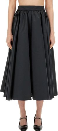 Patou Flared Polyester Maxi Skirt - Black