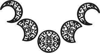 DOITOOL 5 Stück Teiliges Mondphasen Wanddekor aus Robustem Holz Rustikale Mondkunst für Wohnzimmer Schlafzimmer Detailreiche Wandgestaltung mit Natürlicher Ho