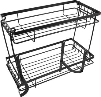 Cabilock Over-The-Toilet Storage Shelf Doppellagig Schwarzer Badregal Organizer Stabile Abnehmbare Ablage ohne Bohren Platzsparend für Badezimmer Wc Hotel Wohn