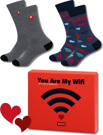 Soxo Valentinstag Herren Socken Lustinge Geschenke F&uuml;r M&auml;nner Baumwolle Geschenk Socke 40-45 Wi-Fi 2 Paar