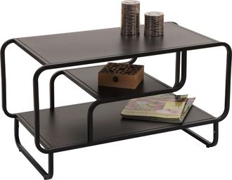 Mendler Couchtisch HWC-O49, Wohnzimmertisch Tisch, Industrial 3 Ablagen, Metall 45x80x40cm - schwarz