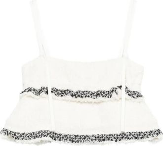 sacai Femme, Tops, Blanc, Taille: 38 FR Tweed Pullover