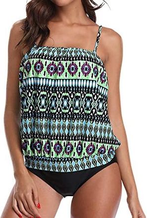 Generic Ensemble tankini pour femme - Maillot de bain 2 pi&egrave;ces - Maillot de bain push-up - &Eacute;l&eacute;gant - Simple - Short de bain - Maillot de bain sportif rembourr
