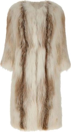 Frame Denim Femme, Manteaux, Blanc, Taille: 44 FR Long Fox Fur Coat