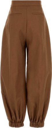 Fendi Linen-Blend Wide-Leg Trousers - Brown