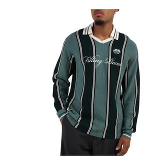 Filling Pieces Gestricktes Fu&szlig;balltrikot Langarm Dunkel/Gr&uuml;n - - Knitwear - Herren - Gr&uuml;n - L