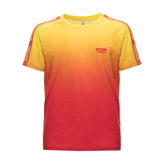 Moschino Homme, Tops, Jaune, Taille: XL T-Shirt Bande Logate Sulle Spalle