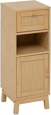PEGANE Meuble de rangement avec 1 porte et un tiroir, coloris marron - Longueur 30 x Profondeur 30 x Hauteur 80 cm