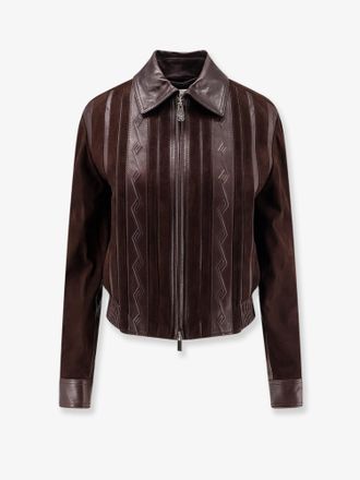 Versace Leather and suede jacket - VERSACE - gender_Woman