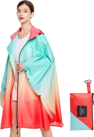 LAMA Interiør Mode Regenponcho Unisex Regenmantel Atmungsaktiv Regencape Leicht Regenjacke Regenschutzbekleidung Raincoat als Picknickdecke Sonnensegel für Fahrrad 