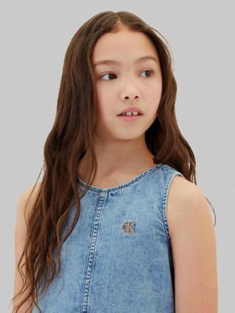 Calvin Klein Jeans Jeanskleid DENIM SLEEVELESS DRESS Regular fit f&uuml;r Kinder mit Rundhalsausschnitt