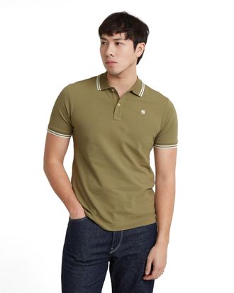 G-Star RAW Herren Dunda Slim Stripe Poloshirt, Grün (ensis Green D17127-5864-6057), XXL