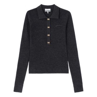 Ganni Strickpolo-Shirt - - Knitwear - Damen - Schwarzk - L