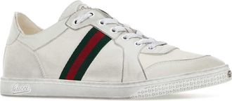 Gucci Mens White Leather Stretch Sneakers Whitewhitevrv