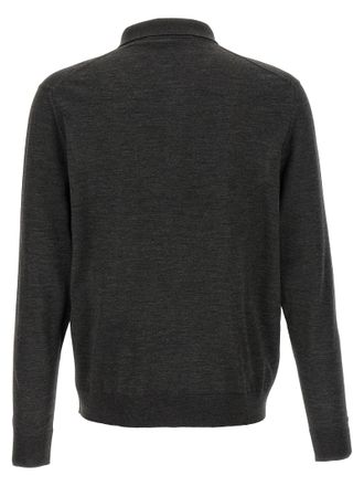 Kiton Half-Zip Wool Polo Shirt - Gray