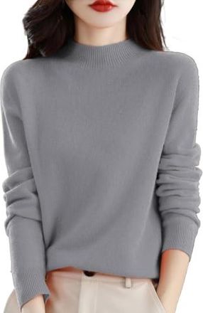 Generic Haut &agrave; col roul&eacute; grande taille pour femme - Haut basique &agrave; manches longues pour femme - Haut tricot&eacute; en coton extensible &agrave; la taille effil&eacute;e - Couche 