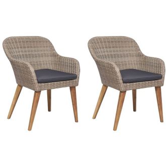 vidaXL Vidaxl - Ensemble de 2 chaises Polyrattan &eacute;l&eacute;gantes des ext&eacute;rieurs avec diff&eacute;rentes couleurs coussins couleur : marron