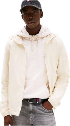 Tommy Jeans Homme, Sweatshirts et sweats à capuche, Beige, Taille: 2XL Veste coupe-vent à capuche - Beige
