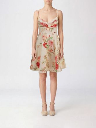 Zimmermann Mini-robe Roselight en lin fleuri avec fines bretelles et taille haute