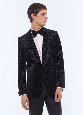 Fursac Veste de smoking en velours à motif - Taille 46 - Homme