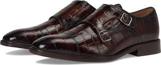 Johnston & Murphy Sullivan Mocassins à double boucle pour homme, Cuir de veau italien gaufré crocodile acajou, 44.5 EU