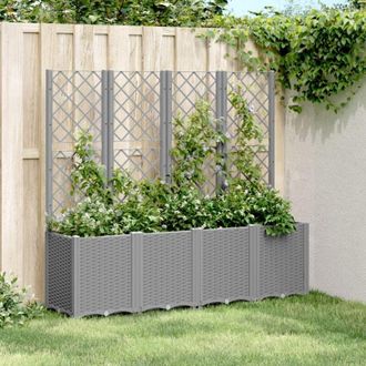 vidaXL Vidaxl - Jardini&egrave;re avec treillis gris clair 160x40x140 cm pp