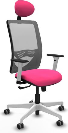Piqueras y Crespo Schreibtischstuhl mit Rollen in Rosa Zulema mit wei&szlig;en und schwarzen Armlehnen, h&ouml;henverstellbare Lendenwirbelst&uuml;tze und festes Kopfteil, ausgestattet
