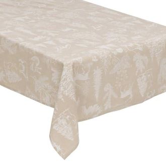 F&eacute;&eacute;ric Lights & Christmas Atmosphera - Nappe de no&euml;l Refuge Beige Motifs Blancs 140x360cm