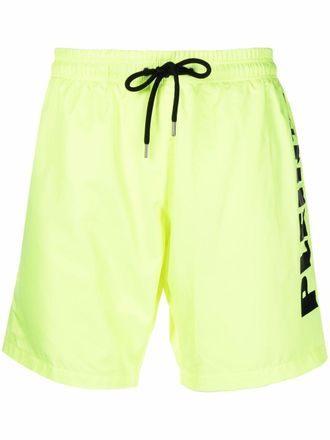 Philipp Plein Badeshorts mit Logo-Print - Gelb