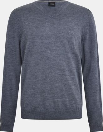 HUGO BOSS Batisse Pullover Top V-Ausschnitt f&uuml;r Herren (Mittelgrau)