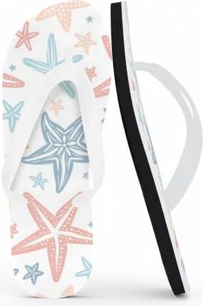 Generic Tongs mignonnes en forme d&eacute;toile de mer &agrave; pois pour femme - Pantoufles d&eacute;t&eacute; pour salle de bain - Sandales &agrave; semelle plate - Cadeaux pour maman, &Eacute;toile